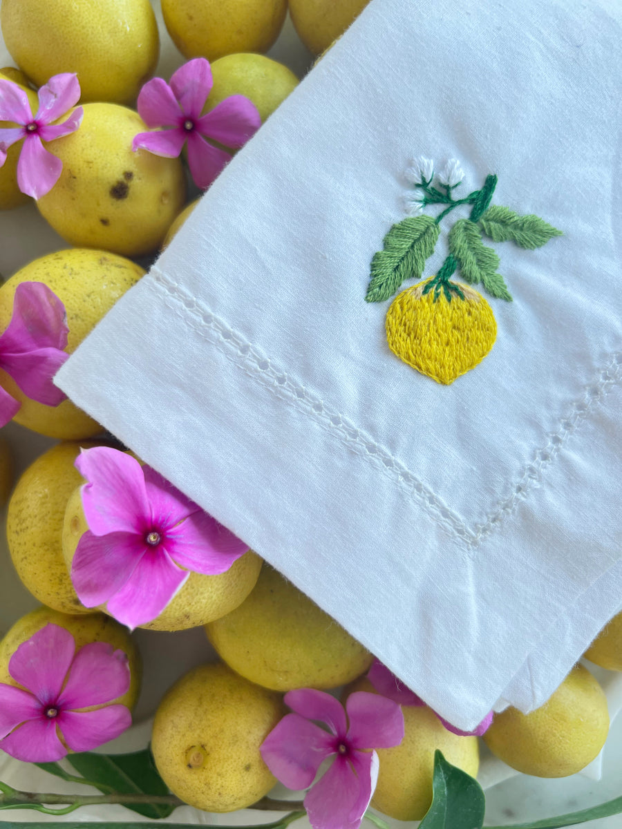 Hand Embroidered Lemon Napkins (Set of 2) – The PDKF Store